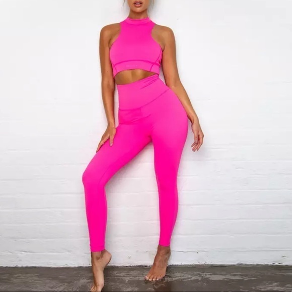 Pants & Jumpsuits | New Set Pink Neon Workout 2 Piece Athletic Yoga Sm ...